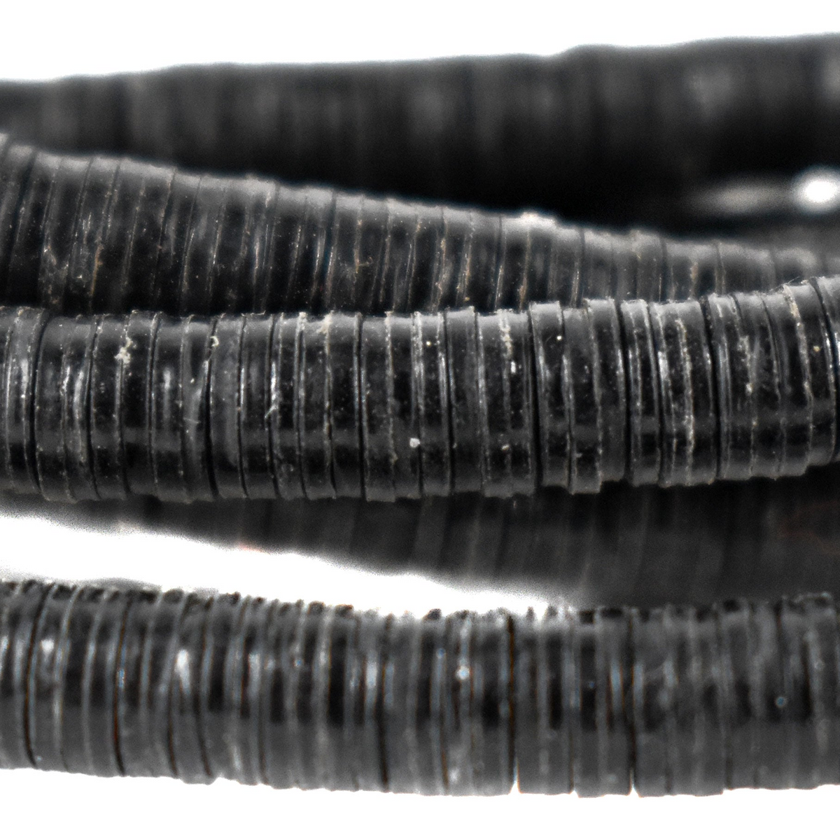 4 Strands Vulcanite "Vinyl" Tiny Heishi Black Trade Beads – Africa Direct