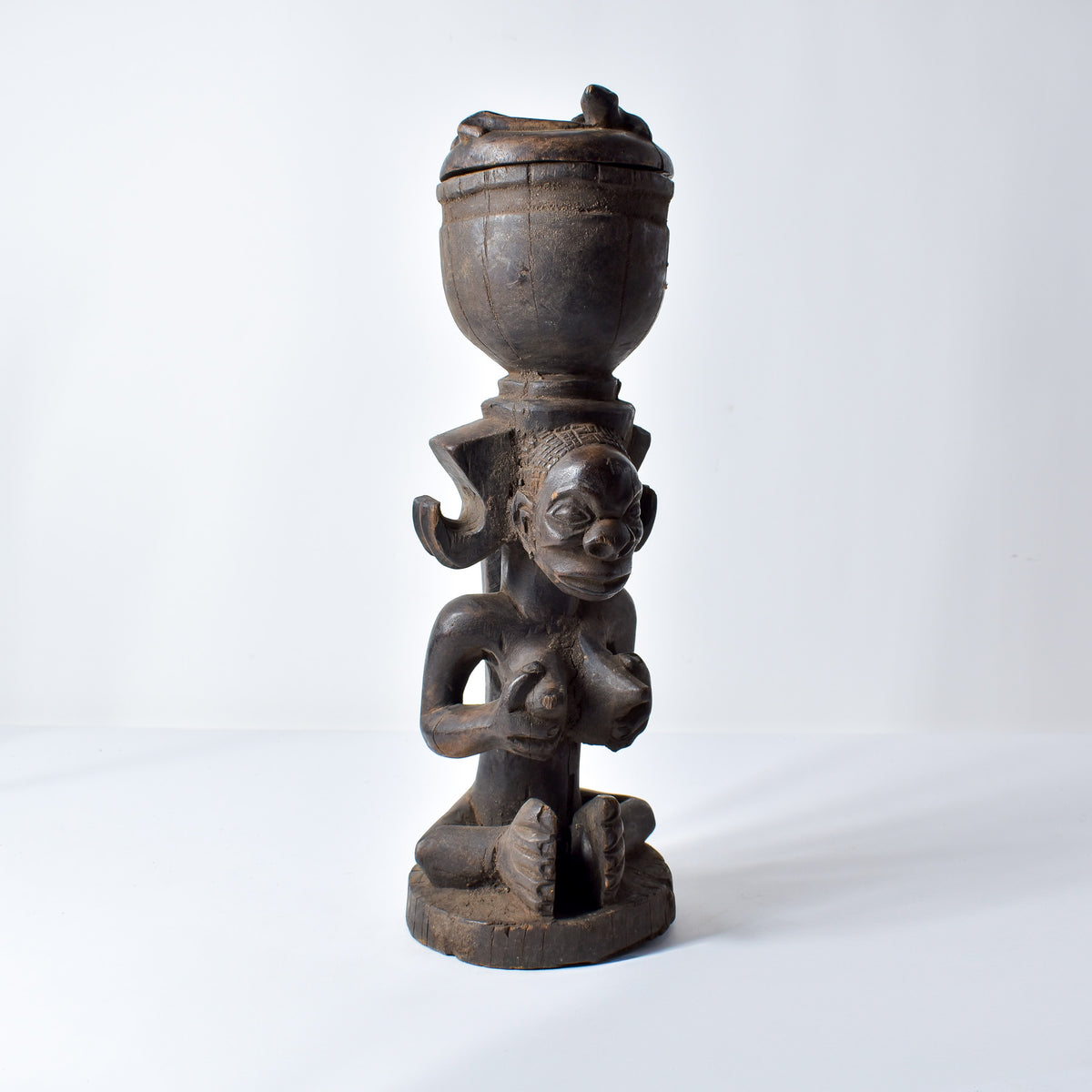 Chokwe Figure with Bowl with Lid Congo – Africa Direct