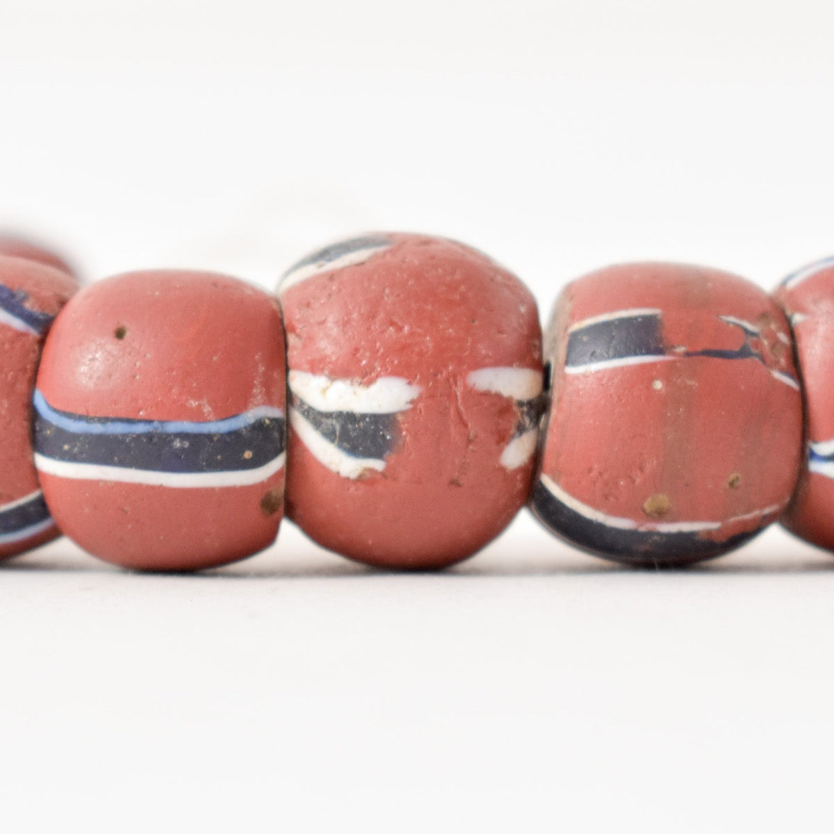 18 Striped Venetian Brick Red Trade Beads – Africa Direct