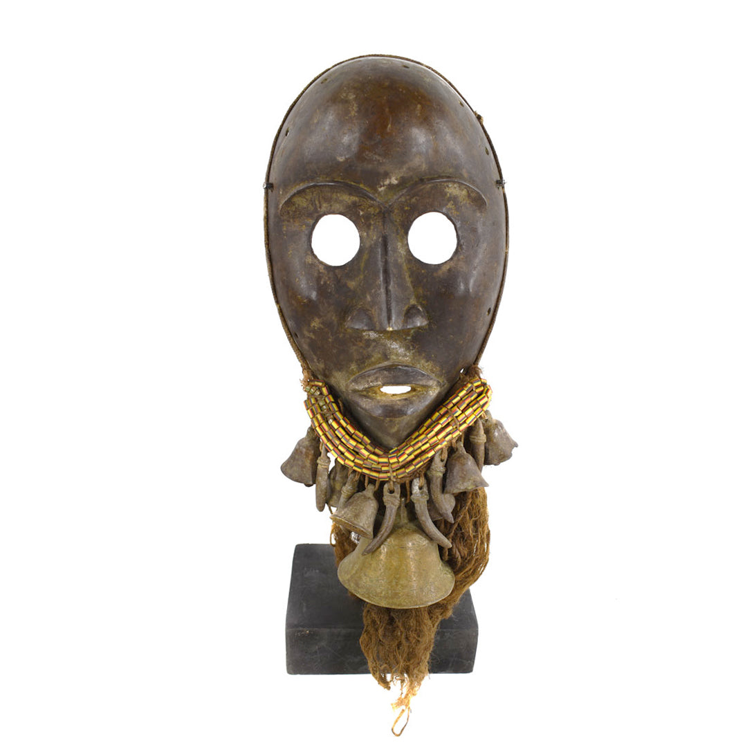 Dan Mask with Brass Bells on Custom Stand Liberia – Africa Direct