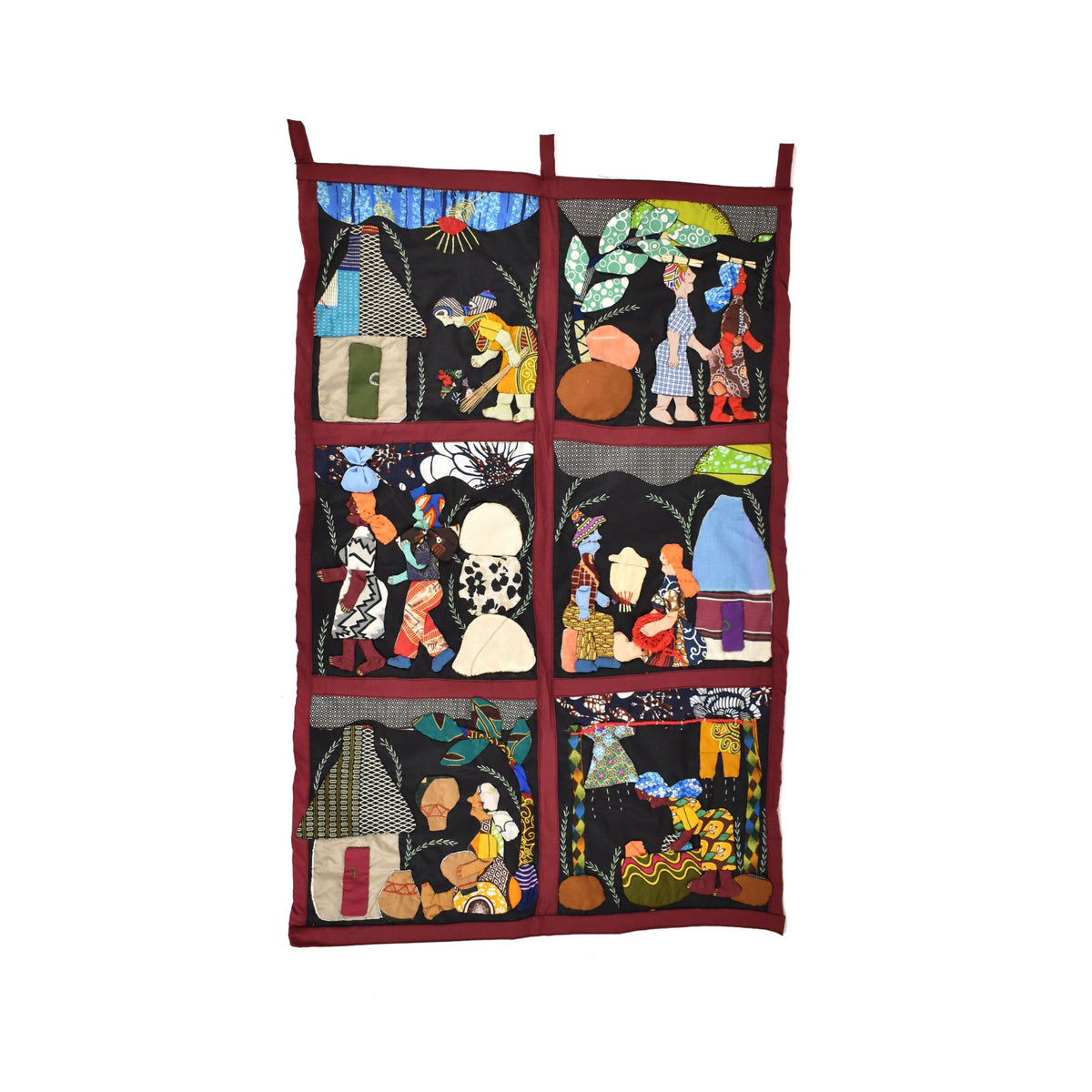 Weya 6 Panel Story Quilt Village Life Zimbabwe – Africa Direct